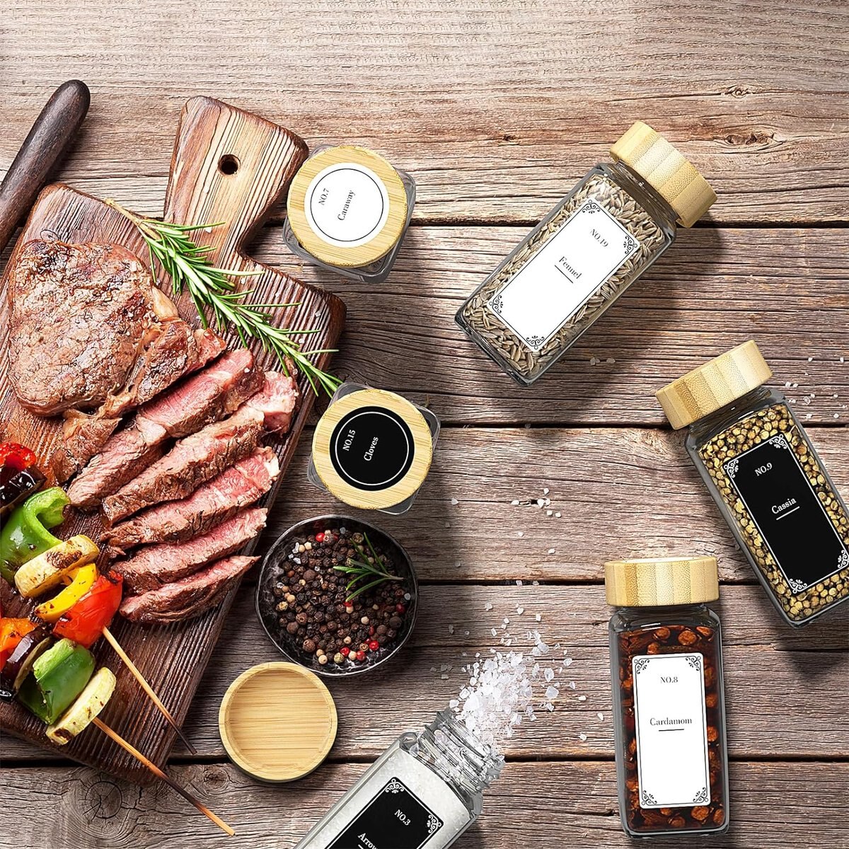 Set recipiente condimente Salestore.ro® 12 sticlute condimente cu ...