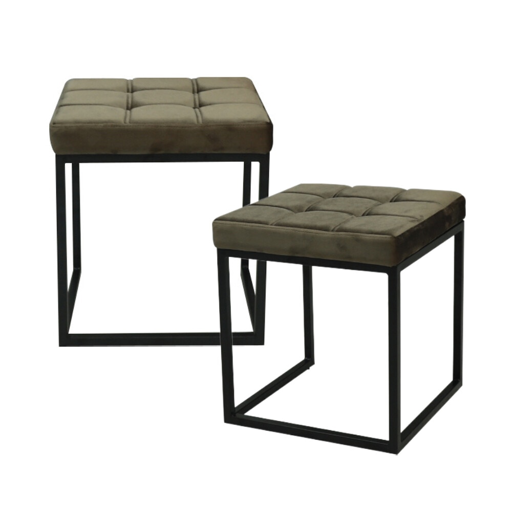 Set 2 scaune de tip taburet Diva, cadru metalic neagru, sezut de ...