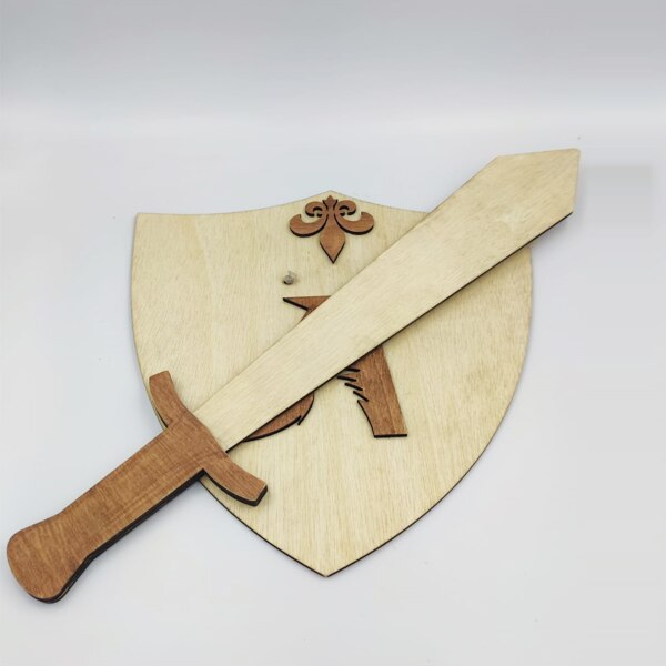 Sabie si scut din lemn tip Roman-Gladiator, 3 layere, woodmag SB08 ...