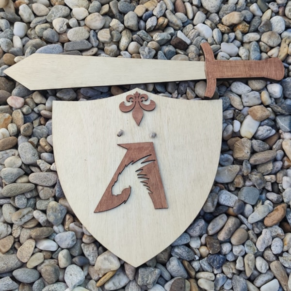 Sabie si scut din lemn tip Roman-Gladiator, 3 layere, woodmag SB08 ...