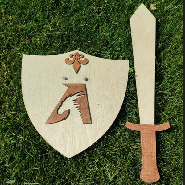 Sabie si scut din lemn tip Roman-Gladiator, 3 layere, woodmag SB08 ...