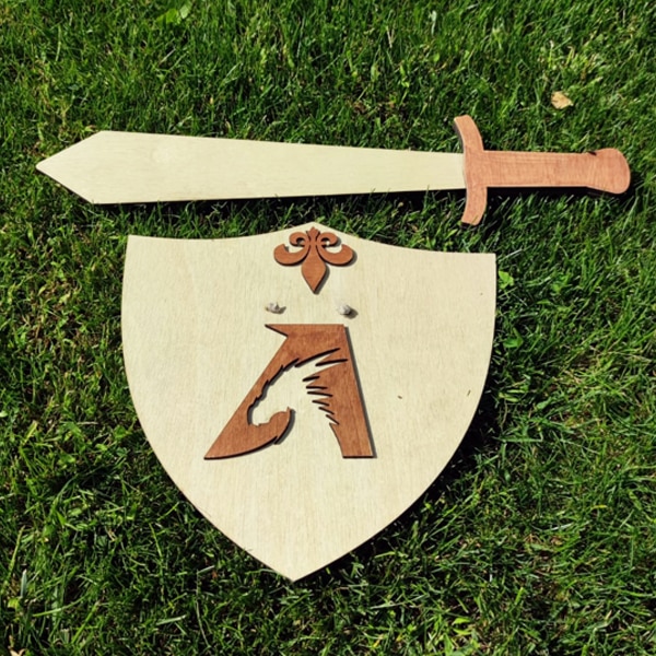 Sabie si scut din lemn tip Roman-Gladiator, 3 layere, woodmag SB08 ...