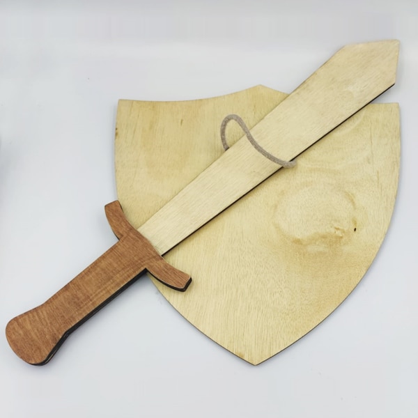 Sabie si scut din lemn tip Roman-Gladiator, 3 layere, woodmag SB08 ...