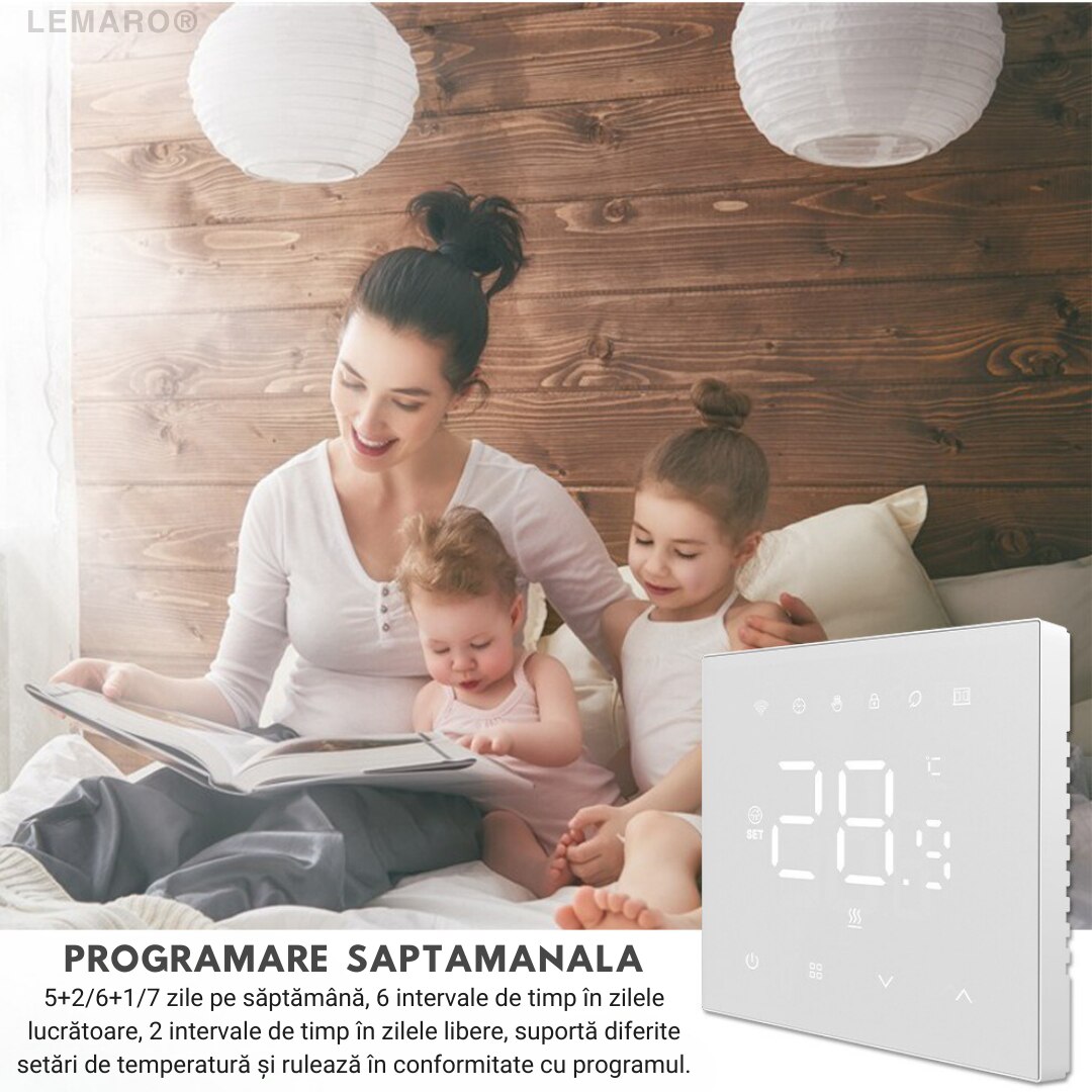 Termostat Ambiental Inteligent Lemaro®, WI-FI, Controlat Prin Internet ...