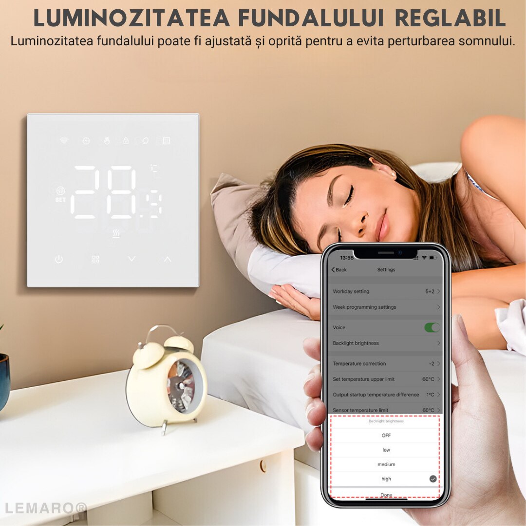Termostat Ambiental Inteligent Lemaro®, WI-FI, Controlat Prin Internet ...