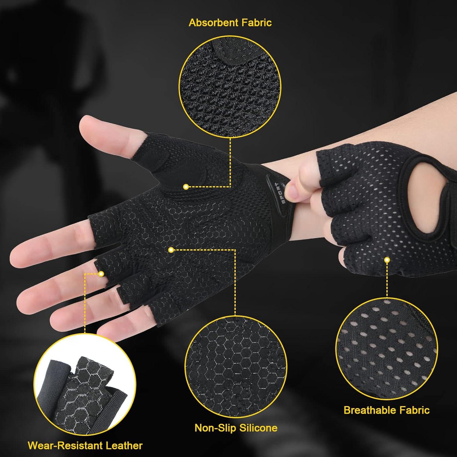 Manusi pentru fitness si sala, JENUOS®, din material respirabil ...