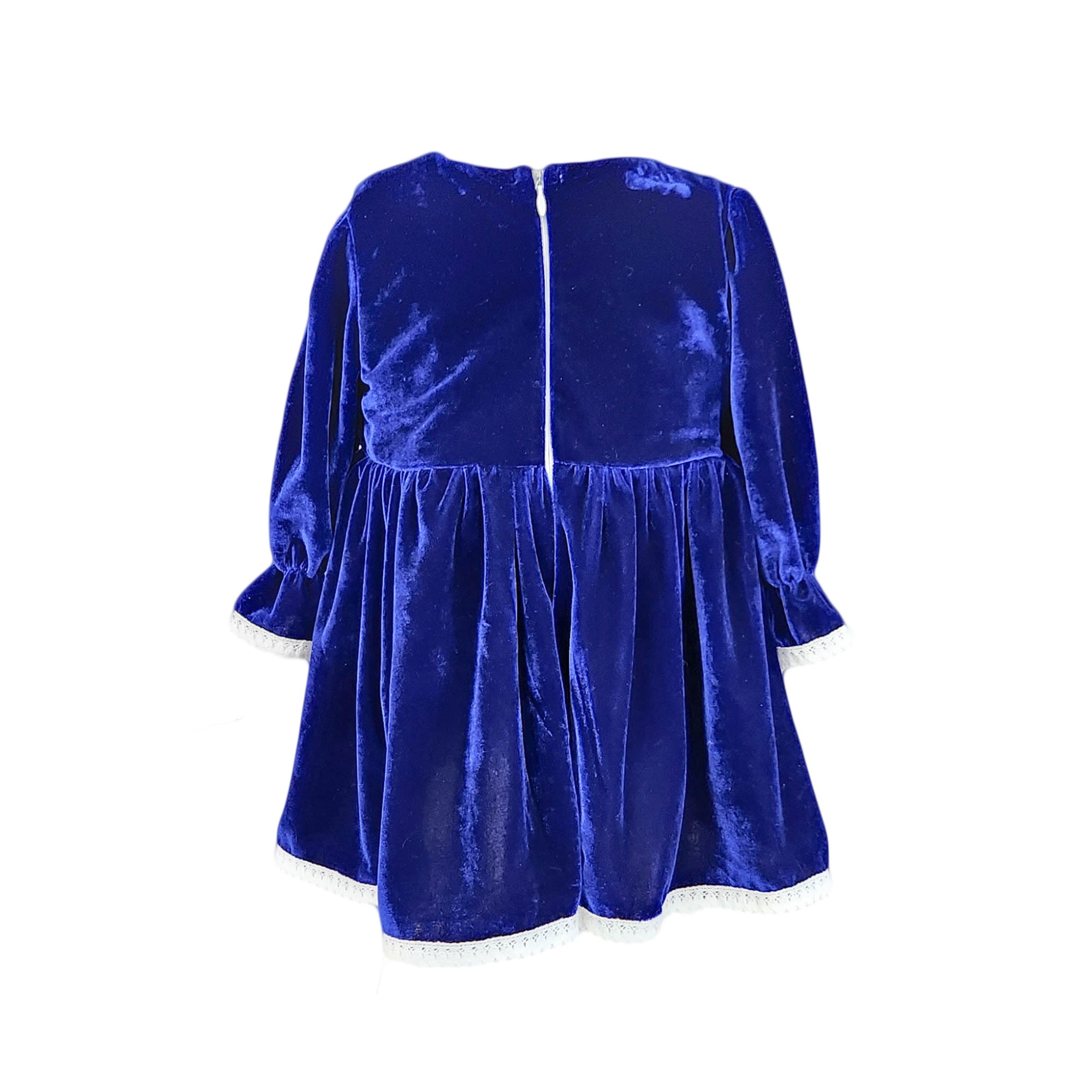 Rochie botez fetite catifea, model Alice, culoare albastra, varsta 12 ...