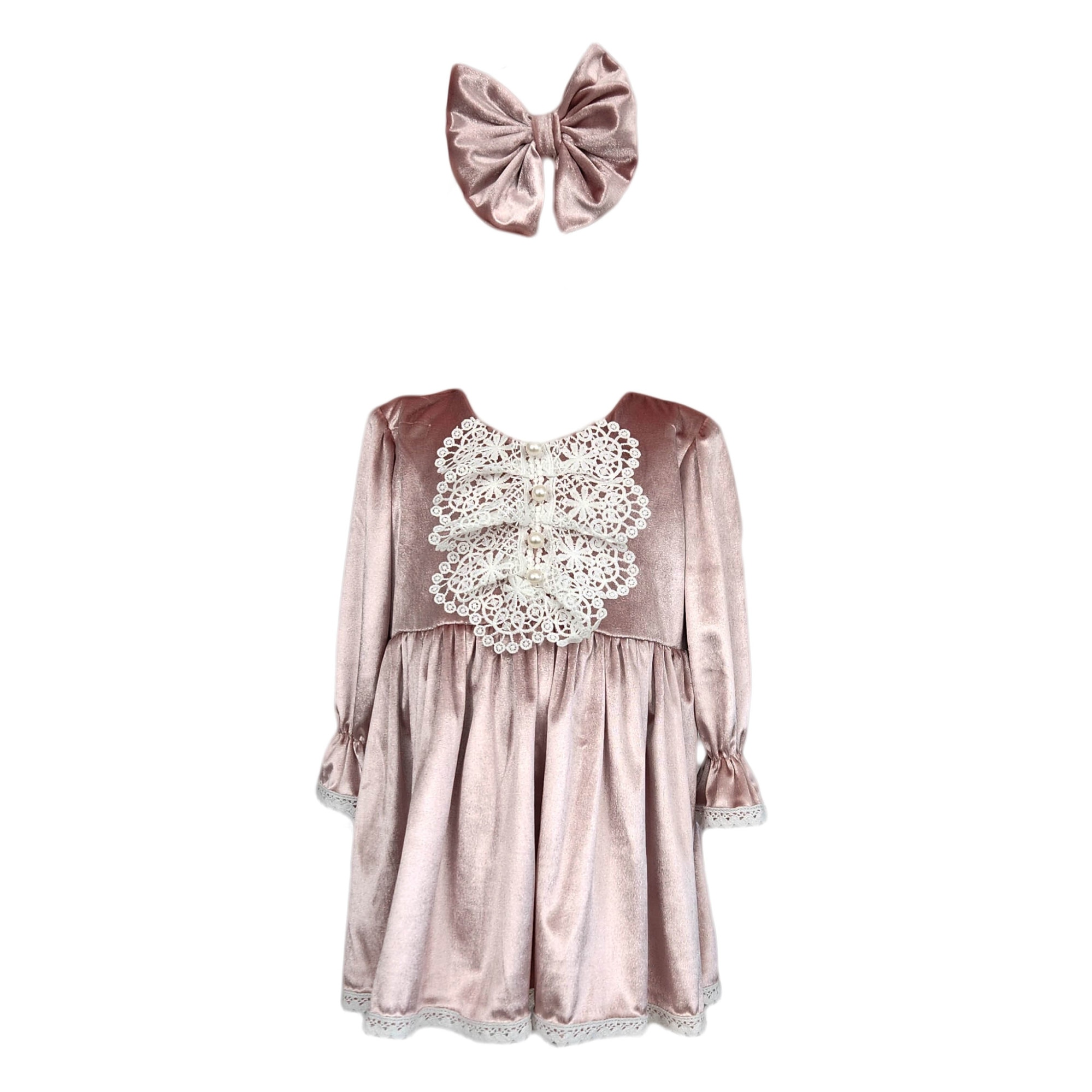 Rochie botez fetite catifea, model Alice, culoare roz, varsta 3 luni ...