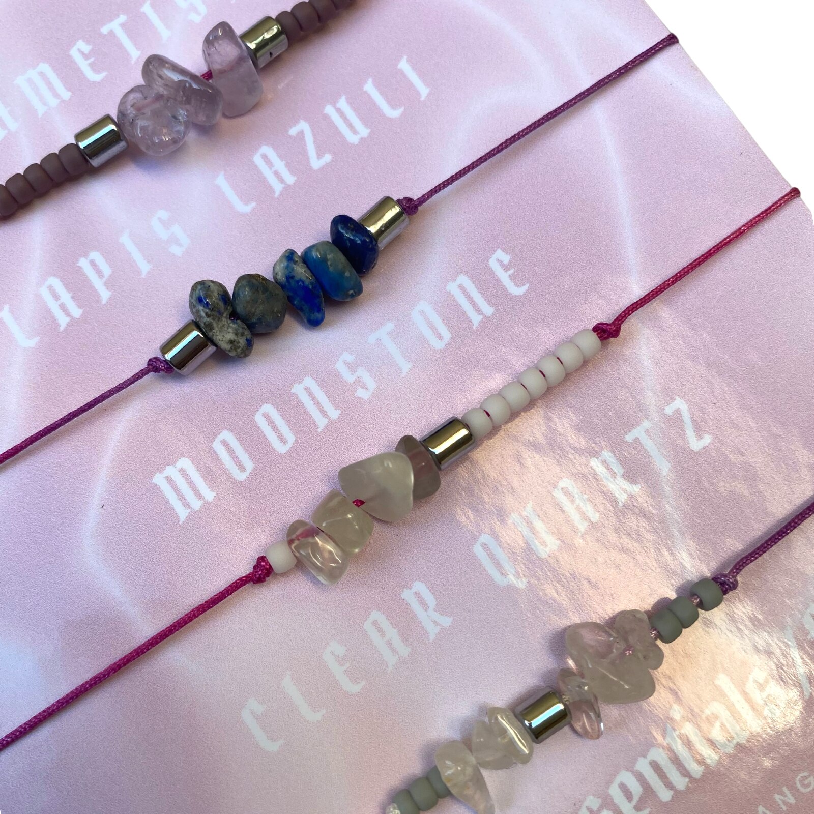 Set 4 bratari dama, Black and Yang, ametist, piatra, lazuli, cuart ...