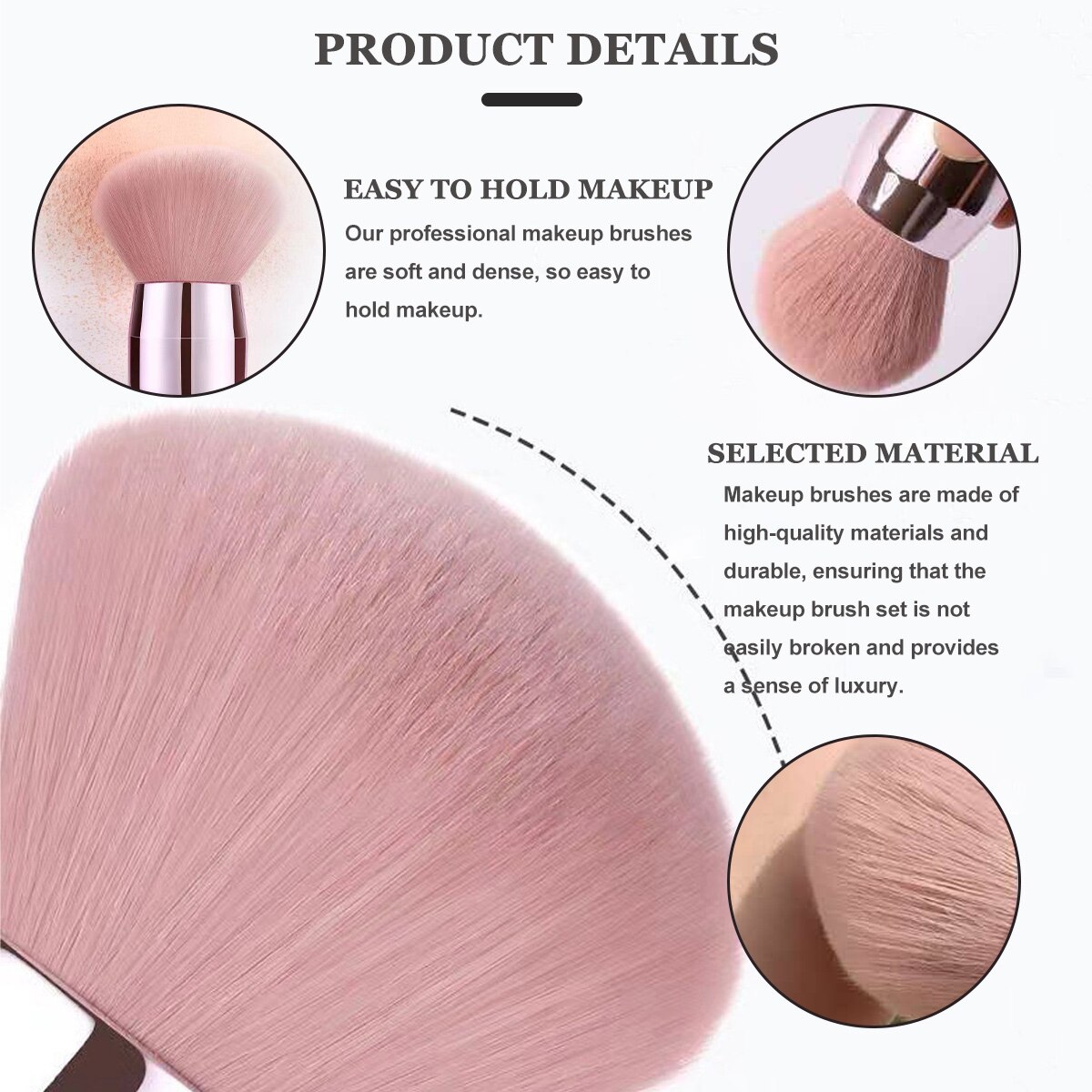 Perie machiaj, longziming, Pentru pudra, Roz - eMAG.ro