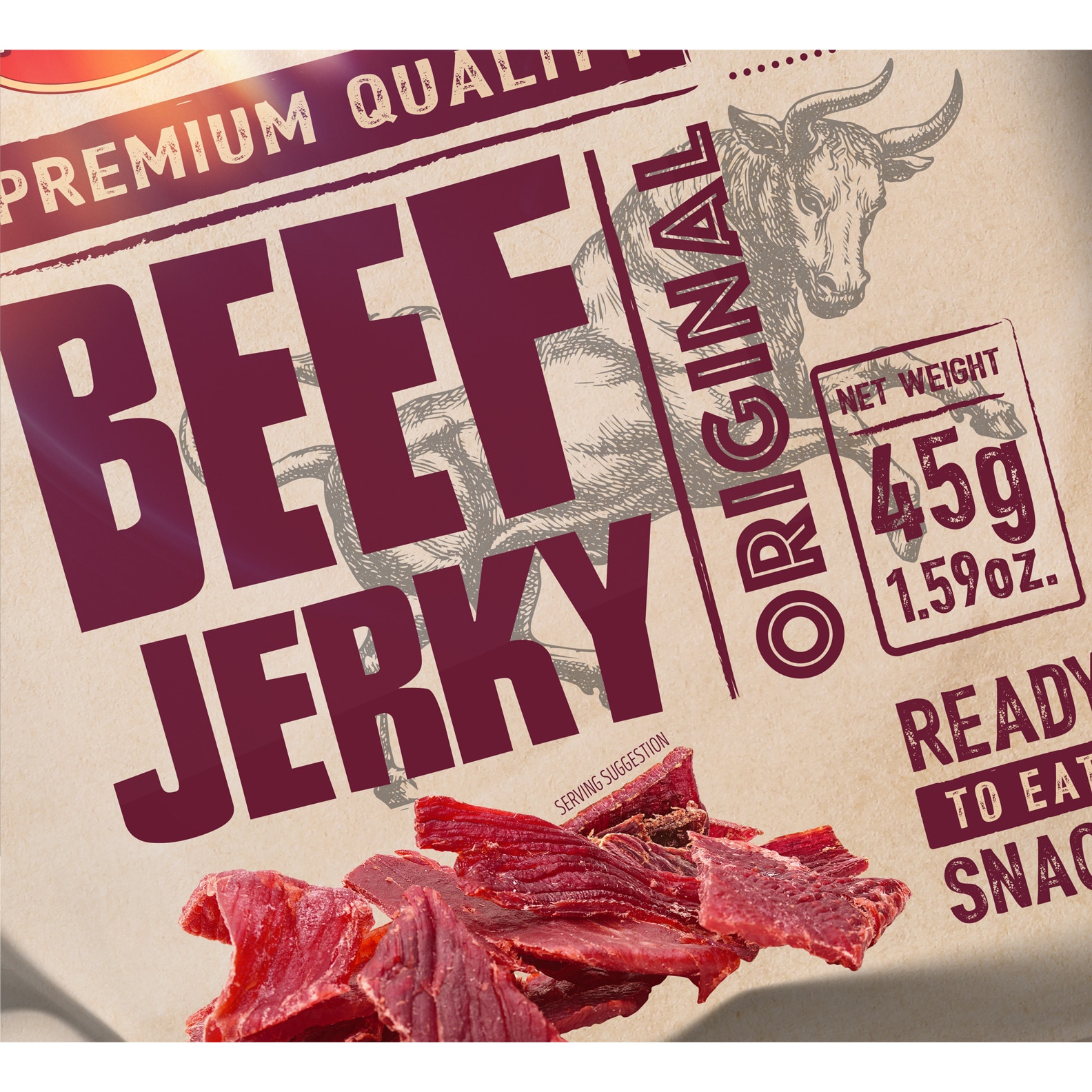 Gustare carne de vita afumata si uscata Beef Jerky Original, 45 gr - eMAG.ro