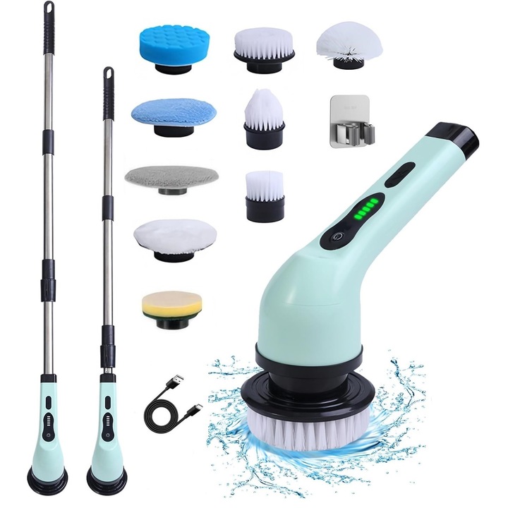 Curatator electric rotativ, EXCITAT®, 9 capete de perie inlocuibile, 2 ...