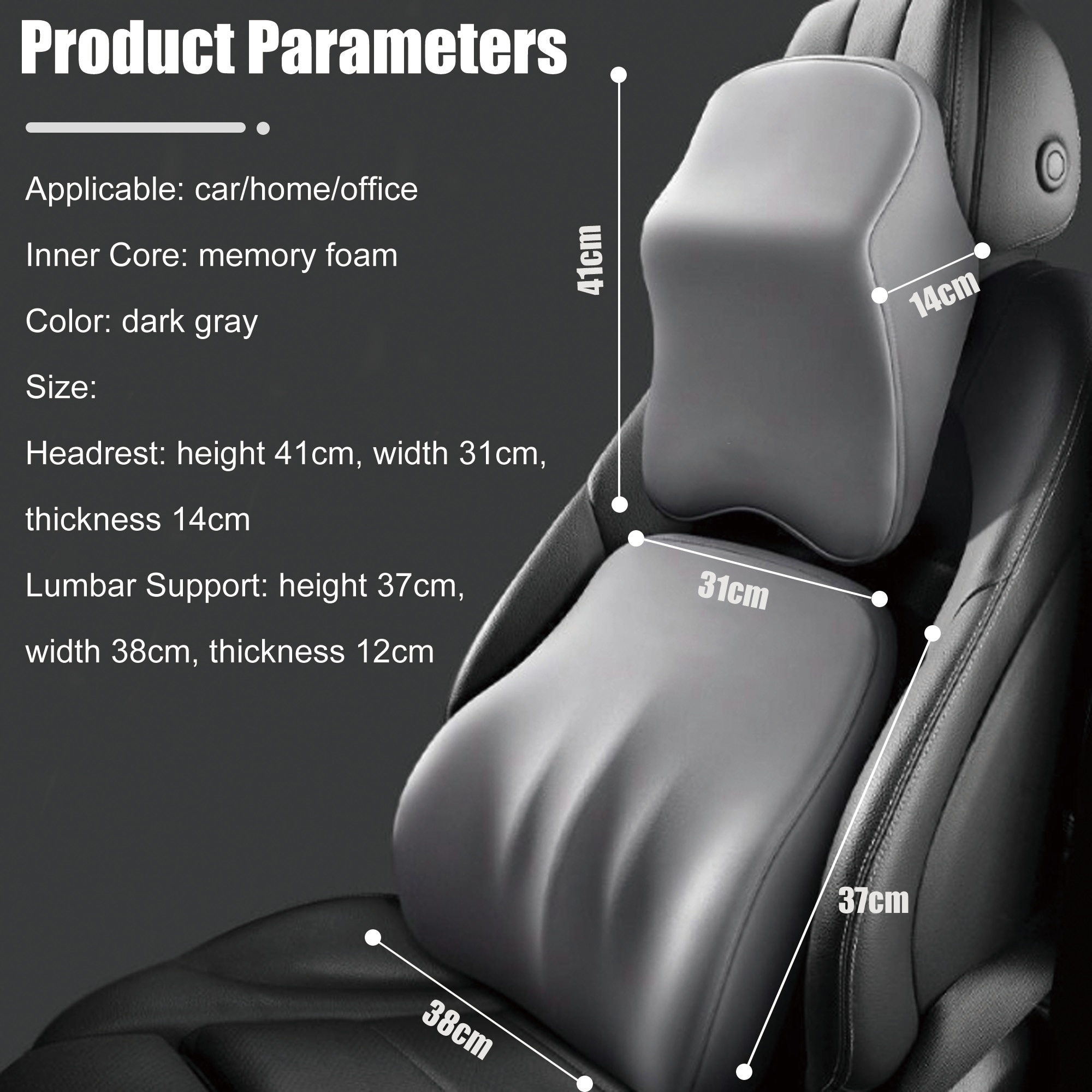 Set perna lombara si perna tetiera auto, corectare a pozitiei, Spuma cu ...