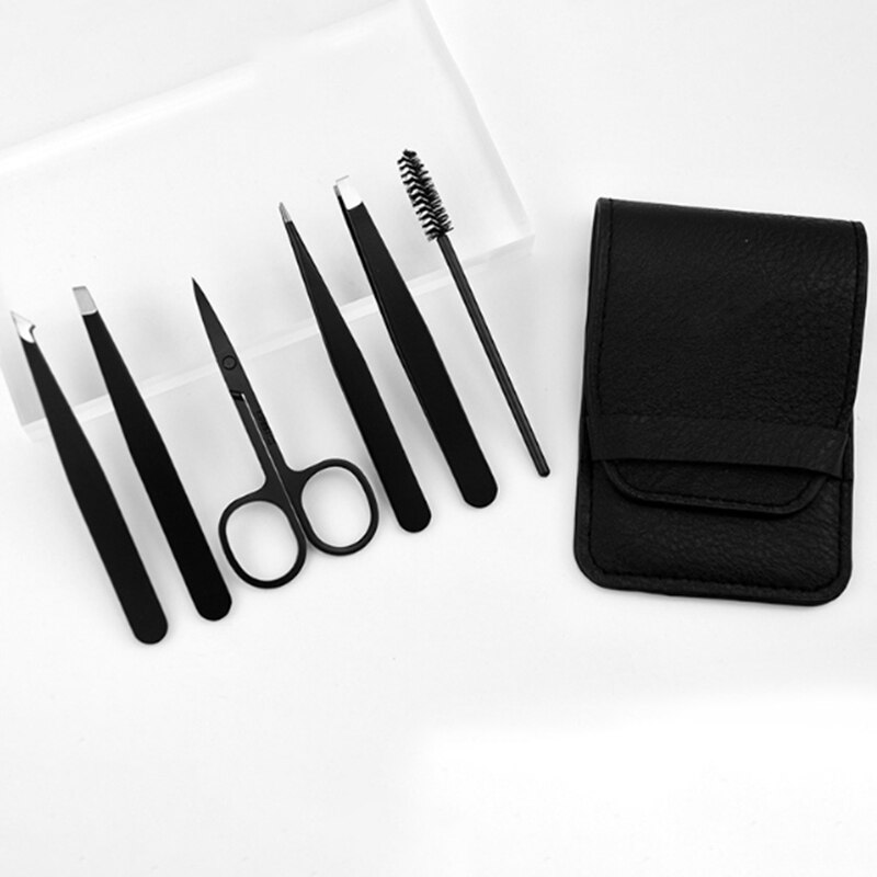 Set pensete pentru cosmetica, 6 piese, Cu forfecuta curbata din si ...
