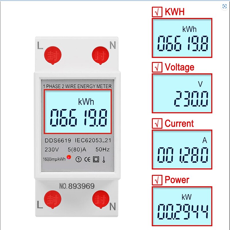 Contor monofazat de energie electrica, Sinotimer, 230V AC 50Hz, 5(80)A ...