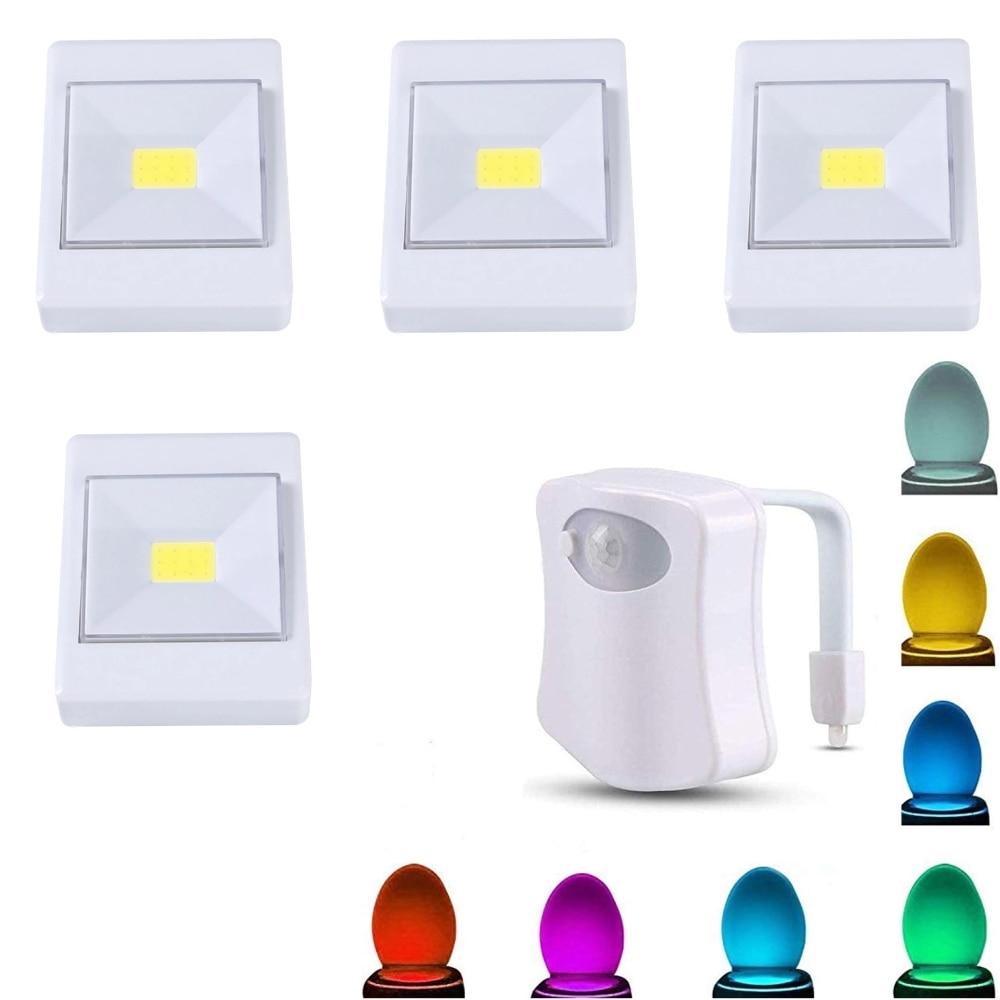 Set 4 lampi led fara fir + lampa led pentru vasul de toaleta - eMAG.ro