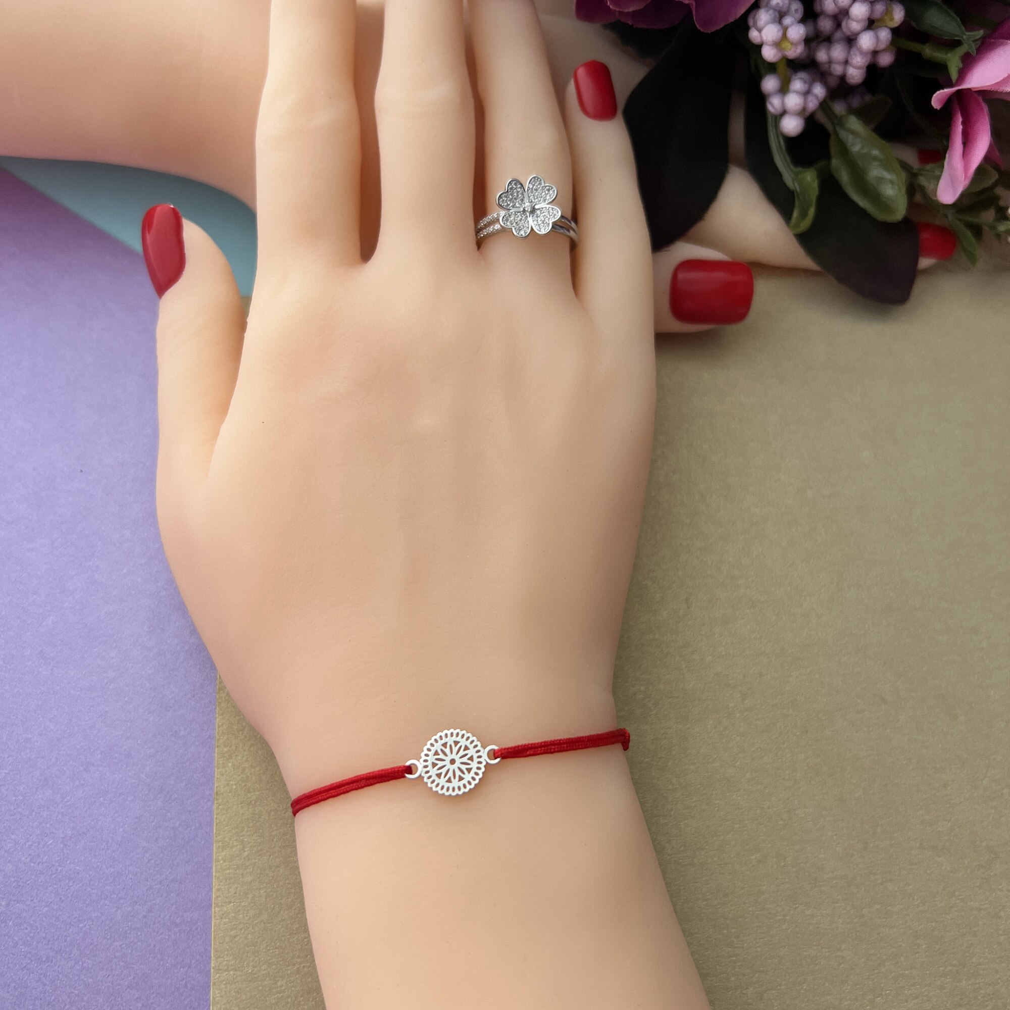 Bratara Red Lolo „Flower” White Plated Palladium - eMAG.ro