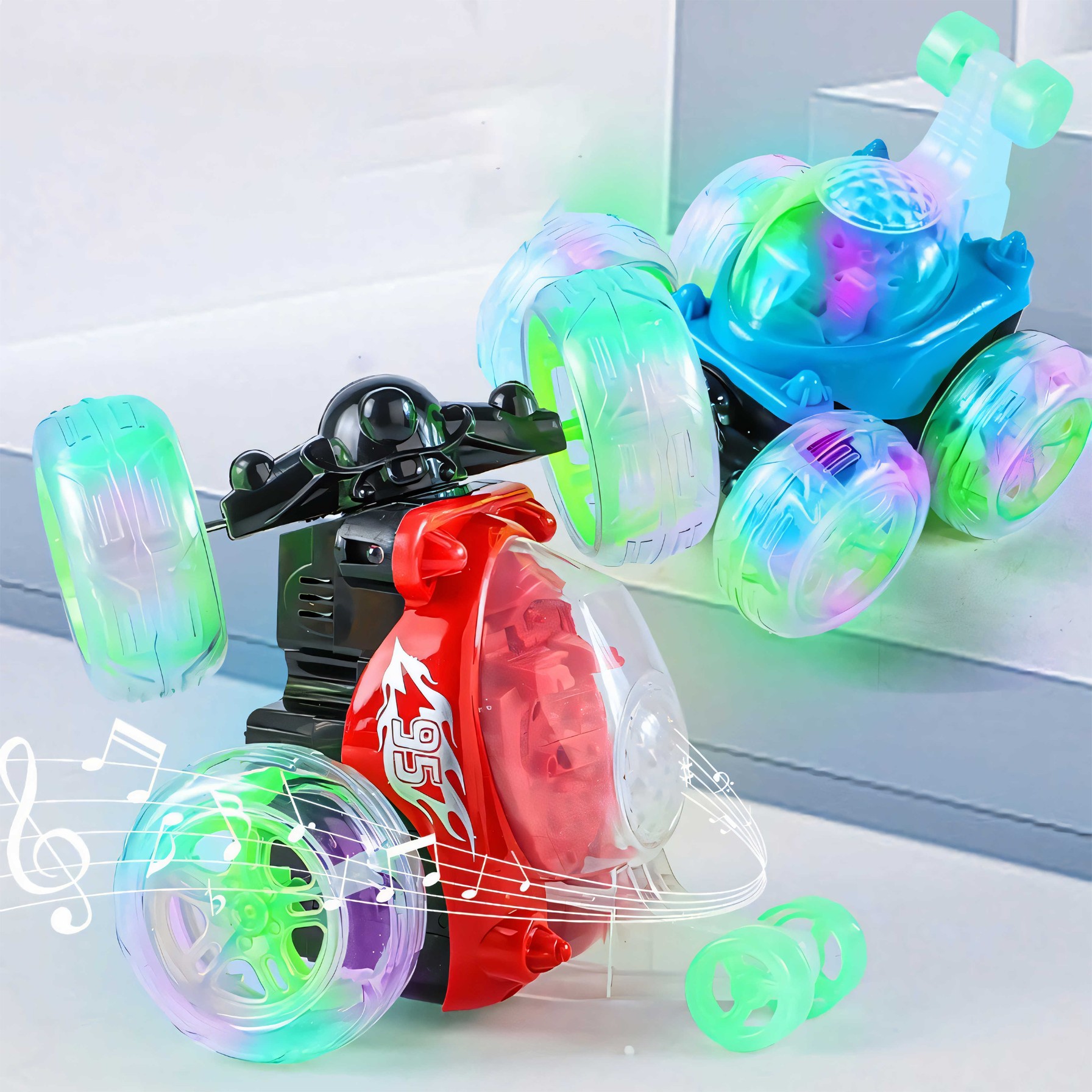 Masina cu Telecomanda Twister cu 6 Roti si Efecte Luminoase si Sunete ...