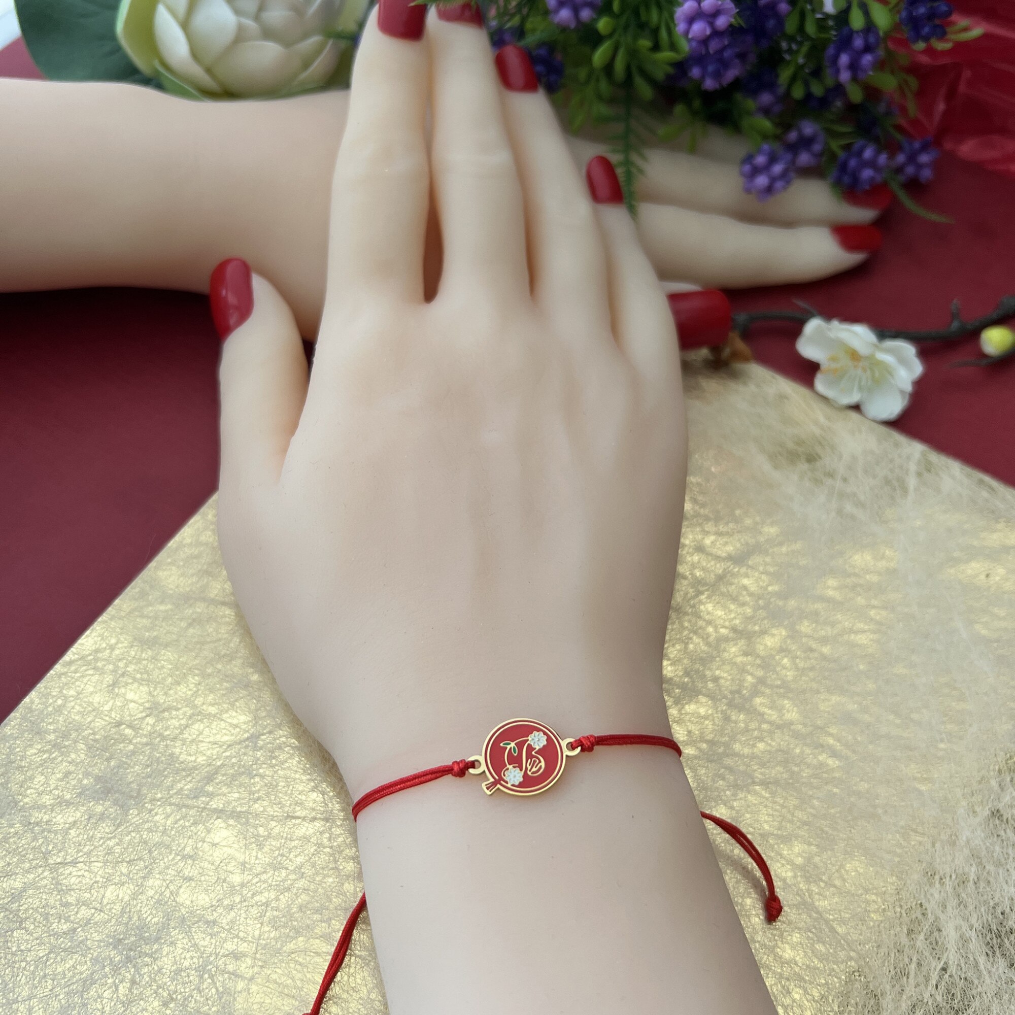 Bratara Initiala Rosie Stilizata Gold Plated - B - eMAG.ro