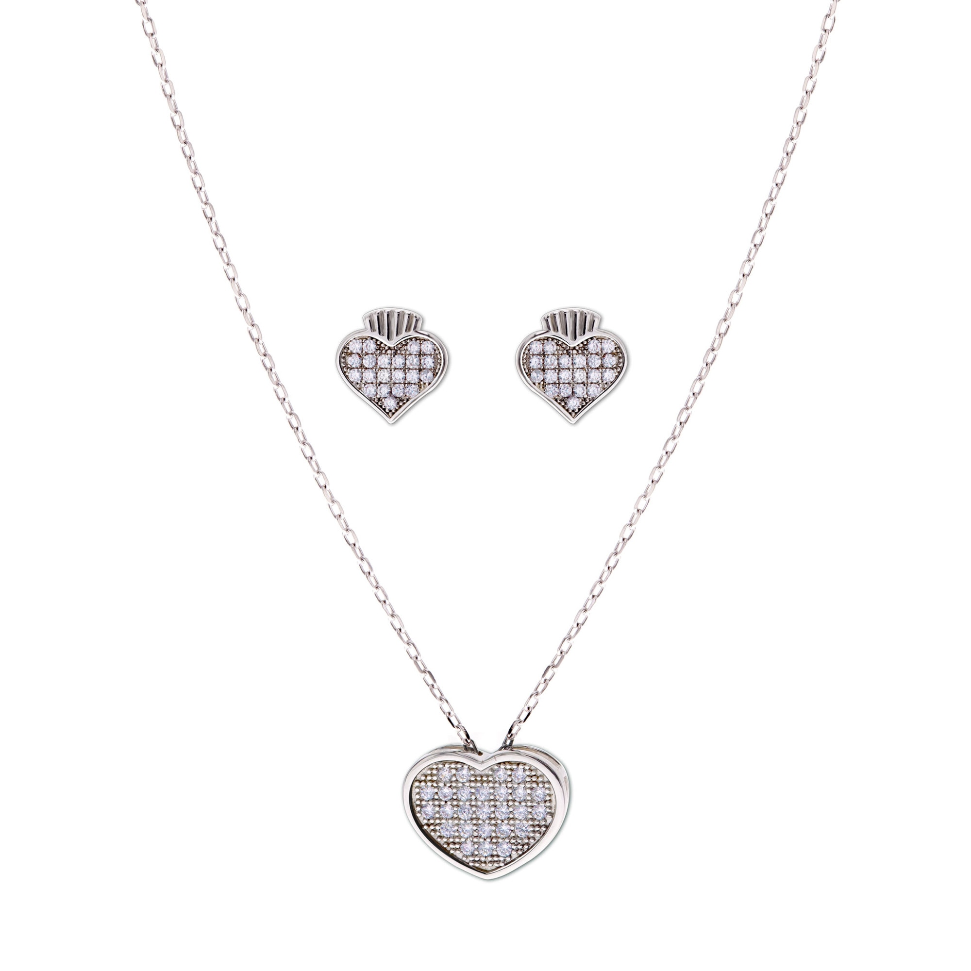 Martisor Set Lantisor si Cercei Argint 925 - Inima - eMAG.ro