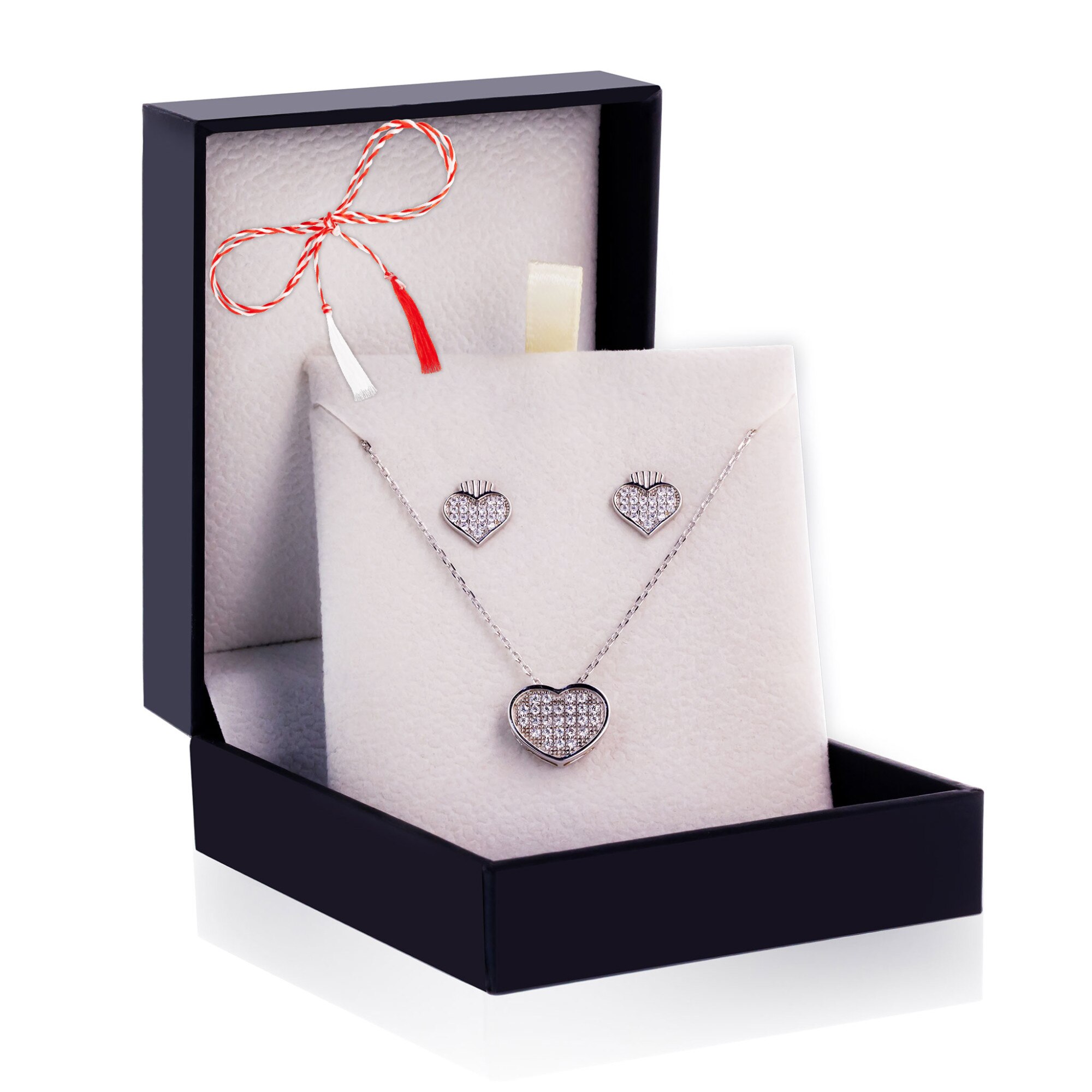 Martisor Set Lantisor si Cercei Argint 925 - Inima - eMAG.ro