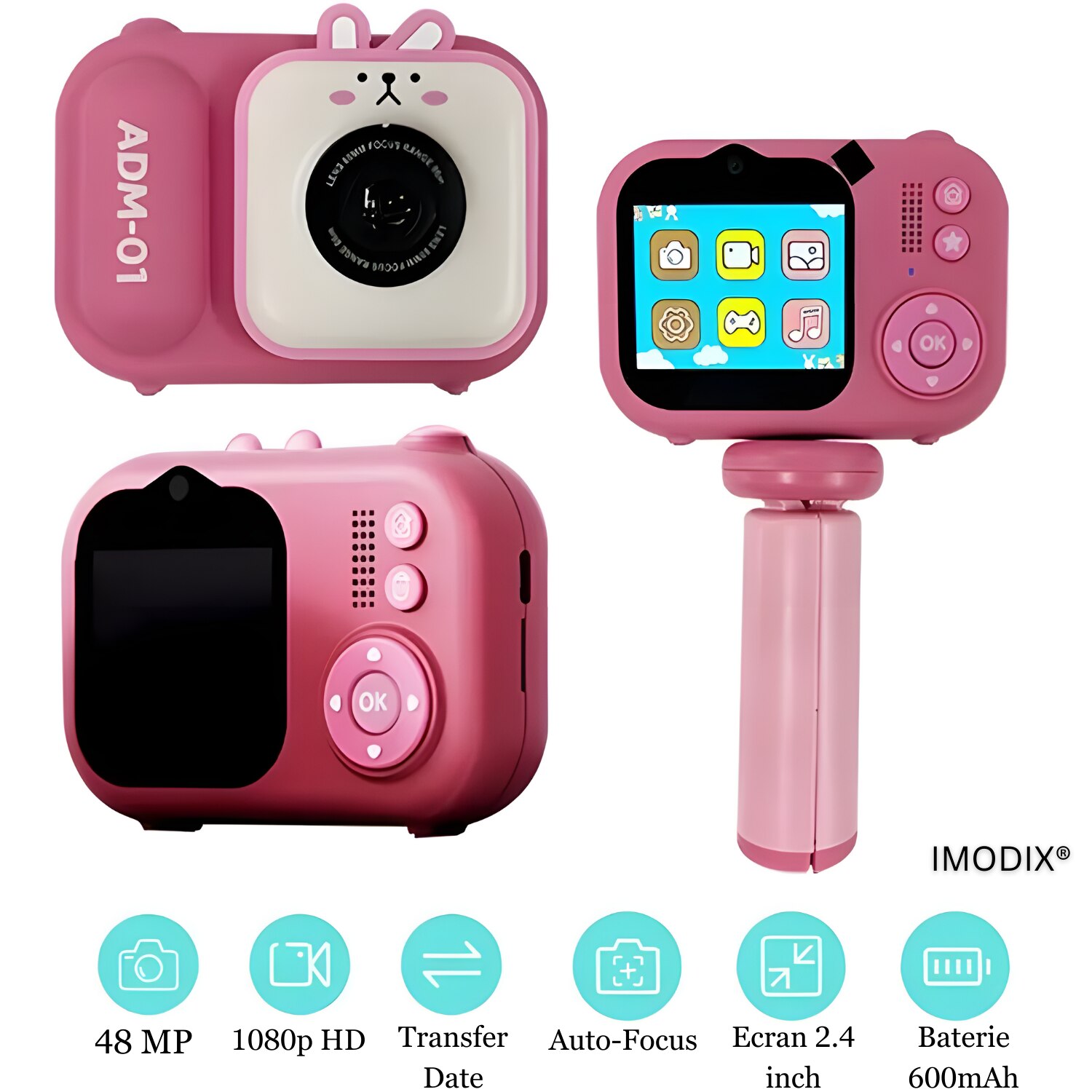 Camera Foto-Video Digitala Pentru Copii, IMODIX®, Trepied, 48 MP ...
