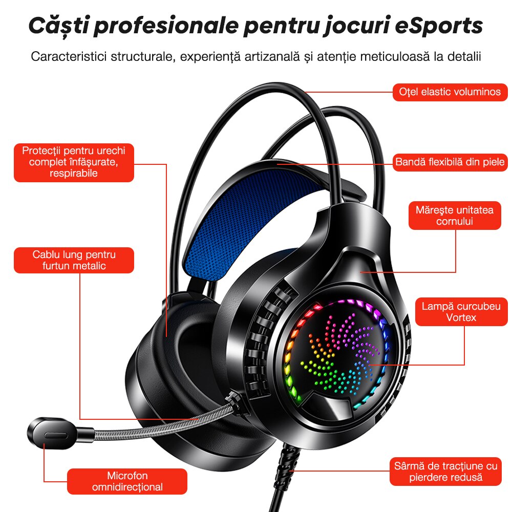 Casti pentru jocuri, Akimy, surround 7.1, microfon, functie de anulare ...