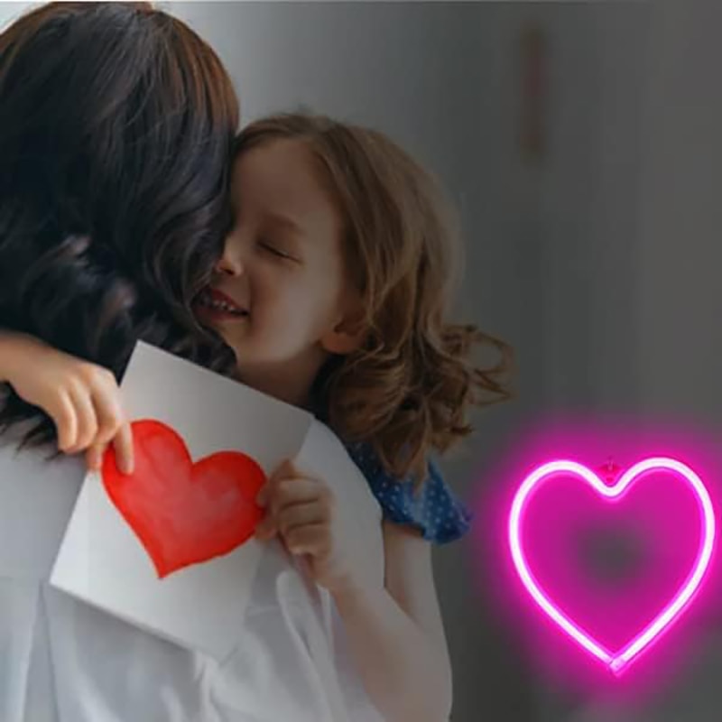 Banda LED inima, Luminoasa neon, Montare pe perete, 20x20cm, USB, Alb ...