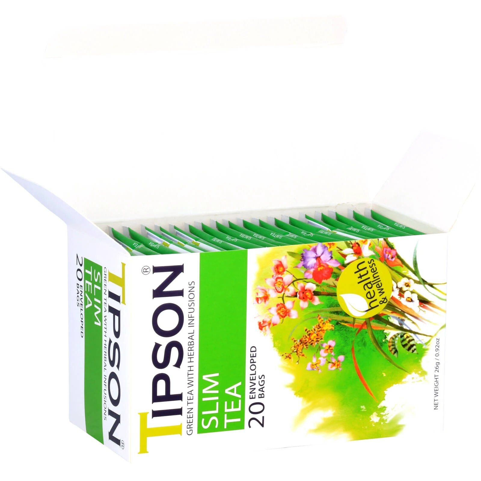 Ceai Verde, Tipson, Slim Tea, 20 pliculete, 26 g - eMAG.ro