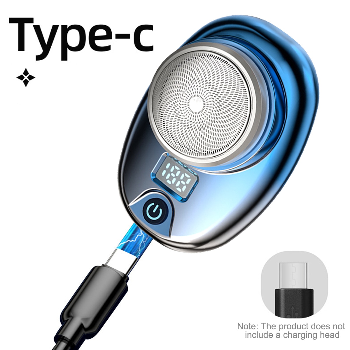 Mini aparat de ras electric, ABS/Aluminiu, USB-C, Albastru - eMAG.ro