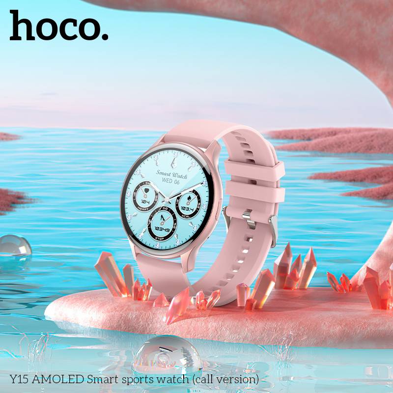 SmartWatch Hoco Y15 Amoled cu Functie de Apelare Bluetooth Roz - eMAG.ro