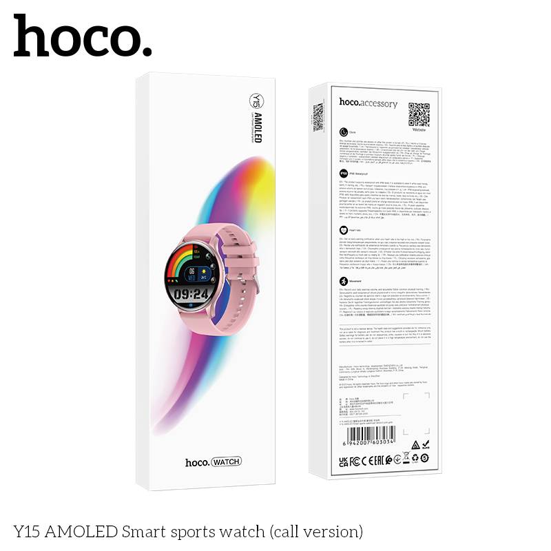 SmartWatch Hoco Y15 Amoled cu Functie de Apelare Bluetooth Roz - eMAG.ro