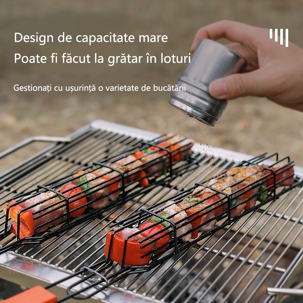 Set 2 Cosuri pentru gratar, antiaderent, inox, maner din lemn - eMAG.ro
