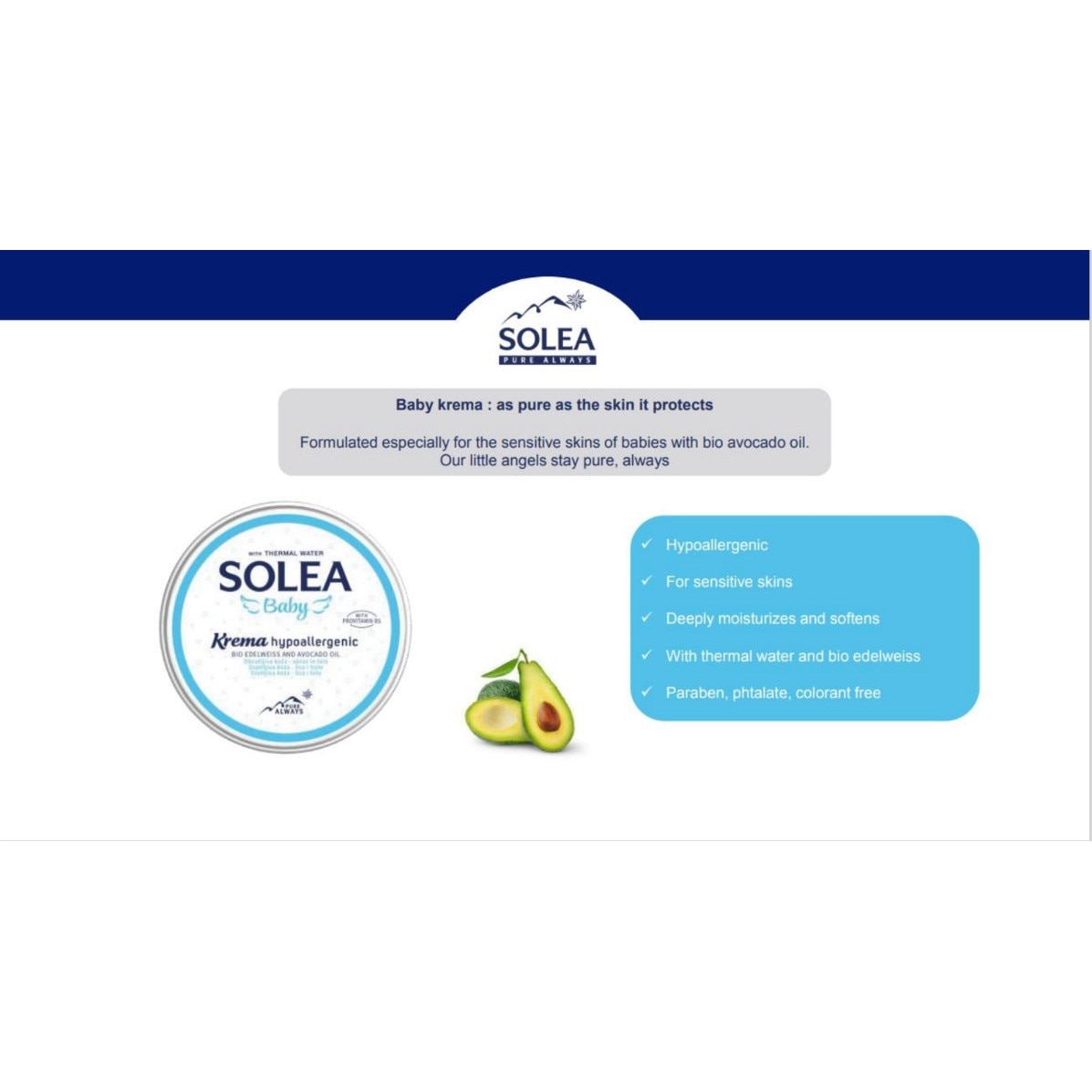 Crema delicata pentru bebelusi, Solea Baby, hipoalergenica cu ulei BIO ...