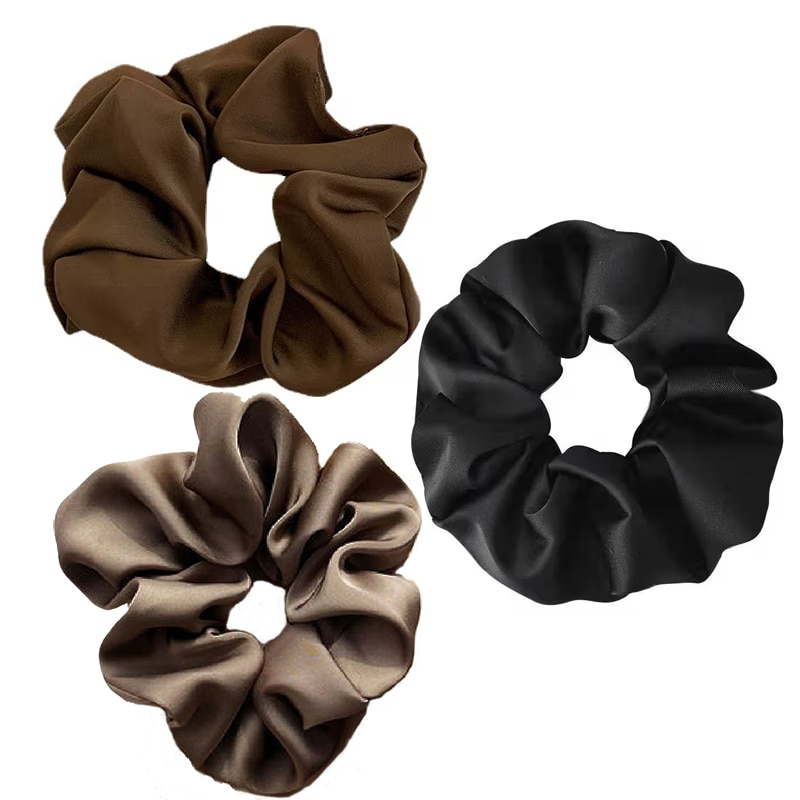 Set 3 Elastice de par cu satin, Multicolor - eMAG.ro