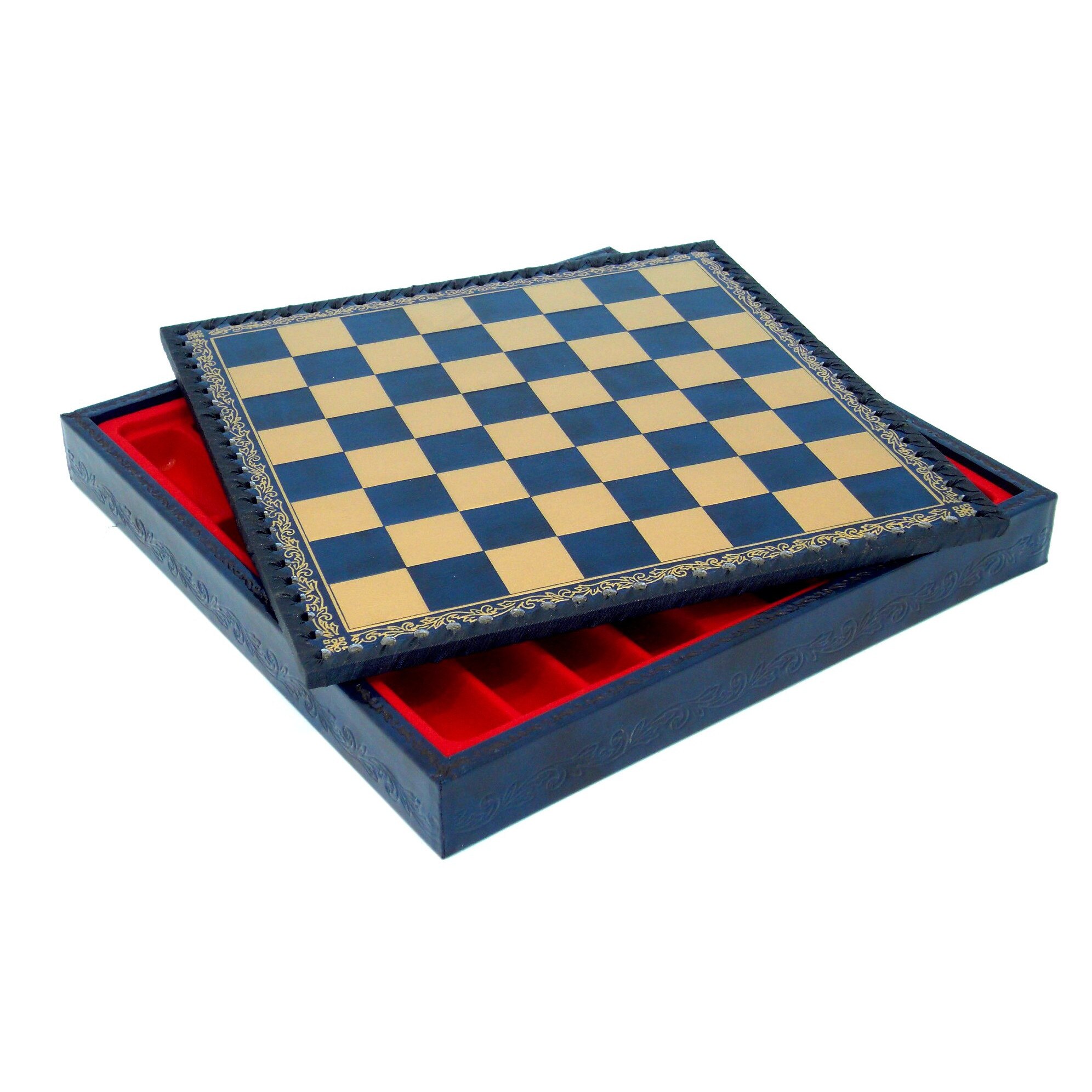 Tabla sah imitatie piele - albastru-auriu - eMAG.ro