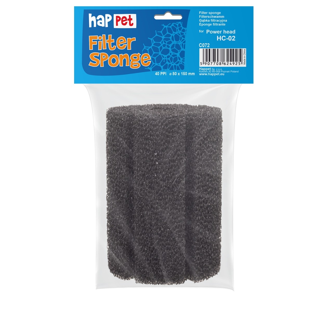 Filtru burete acvariu, Happet, Pentru Power Head, 15 cm, Negru - eMAG.ro