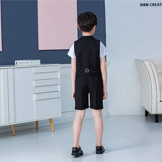 Imbracaminte eleganta pentru copii, 4 piese, cu papion, camasa, vesta ...