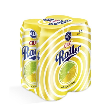 Bere Ciuc Radler cu arome de Lamaie si Lime, doza, 0% alcool, 4 x 0.5 l ...