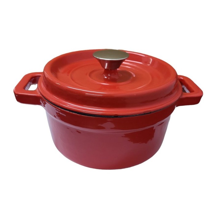 Oala fonta emailata, cu capac, 20x10cm, 2L - eMAG.ro