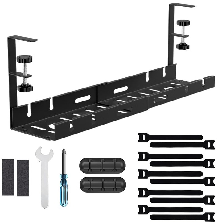 Tava de organizare a cablurilor sub birou, support retractabil pentru ...