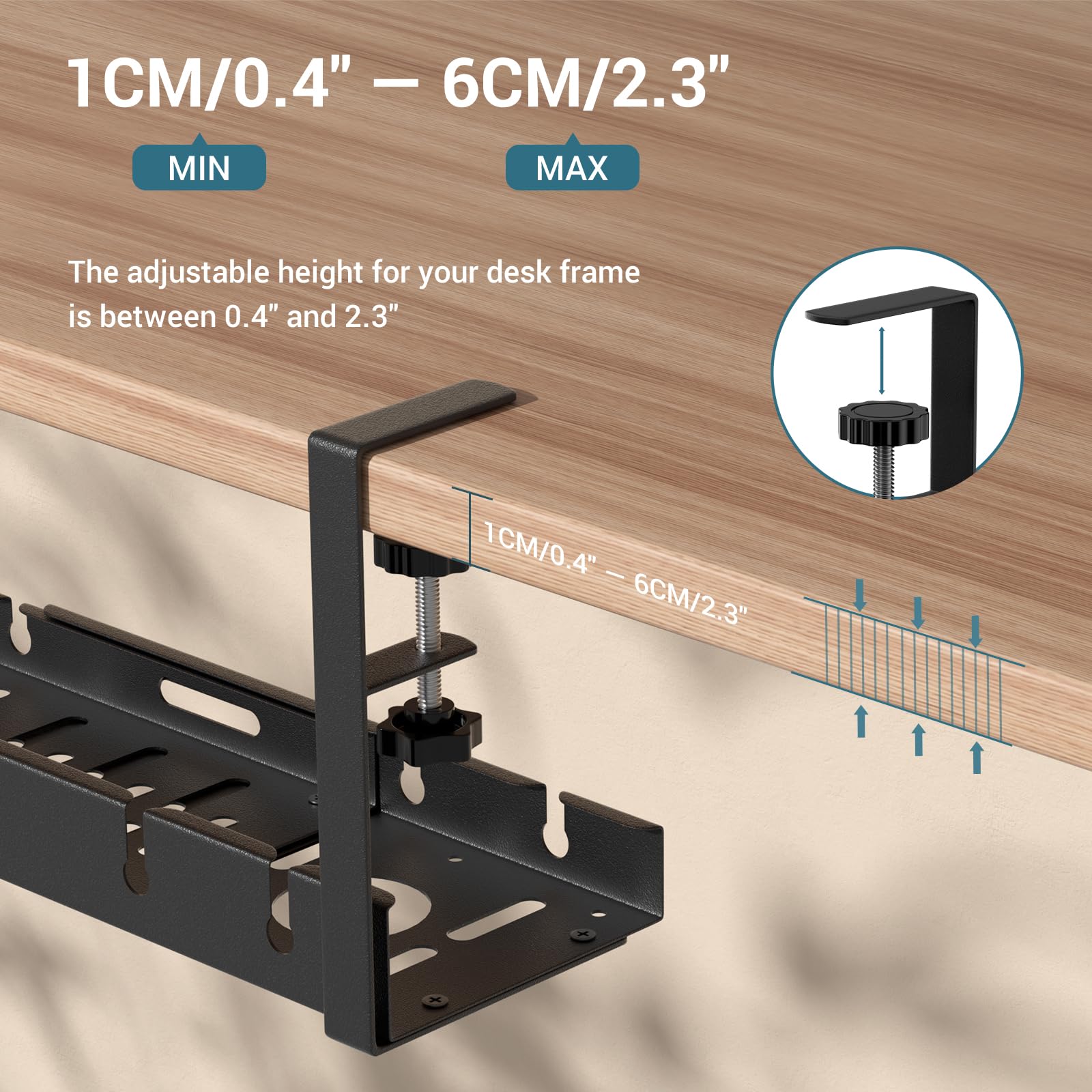 Tava de organizare a cablurilor sub birou, WALALLA, suport retractabil ...