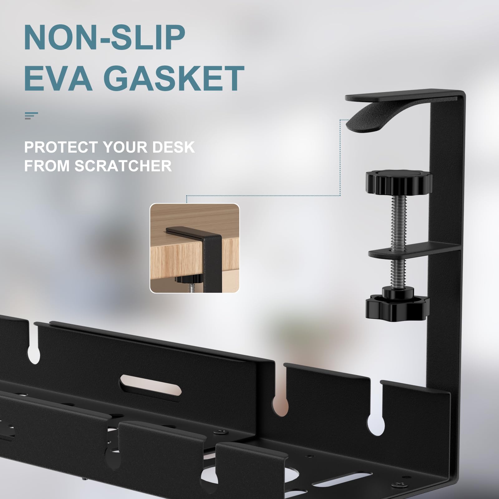 Tava de organizare a cablurilor sub birou, WALALLA, suport retractabil ...