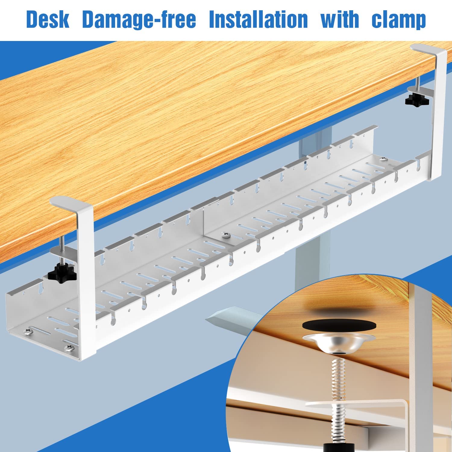 Tava de gestionare a cablurilor retractabila de sub birou de 21,7 inci ...