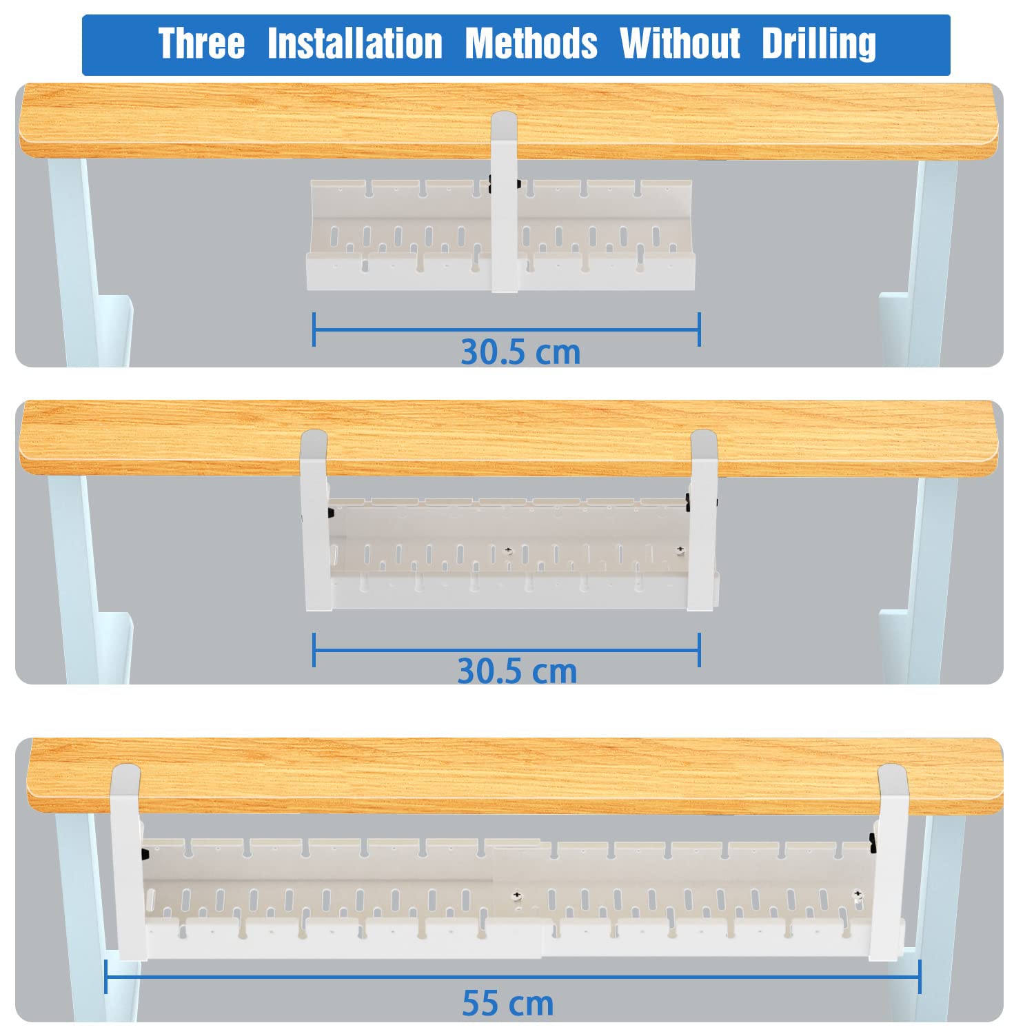 Tava de gestionare a cablurilor retractabila de sub birou de 21,7 inci ...