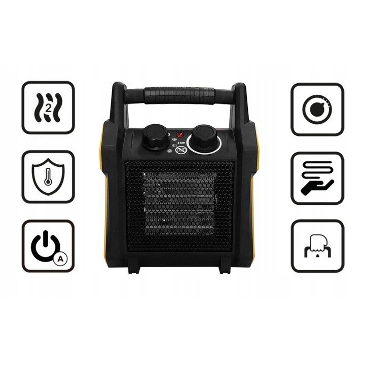 Incalzitor electric portabil 2000W Eberg cu termostat, 2 niveluri de ...