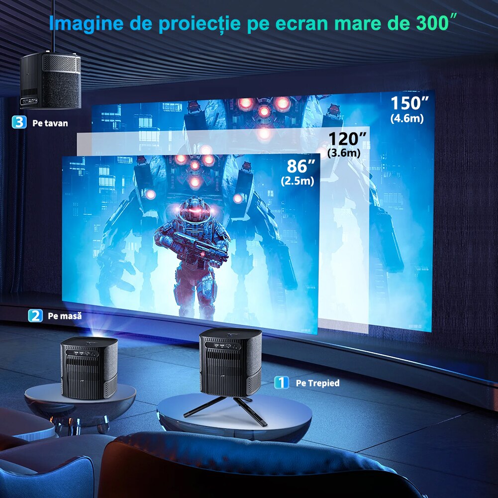 Videoproiector TROISC THETA, Android Proiector WiFi 5G Bluetooth, FULL ...
