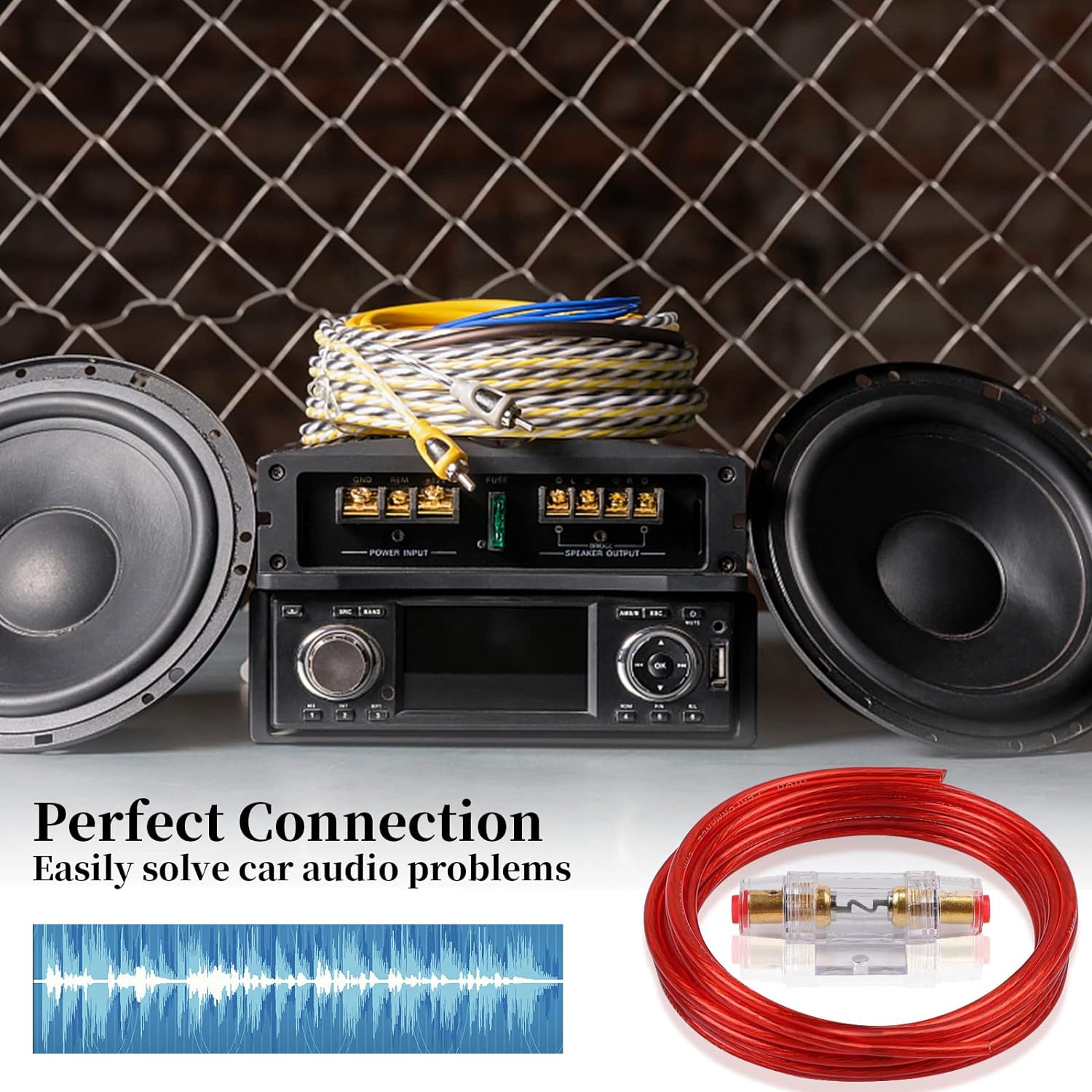 Kit cabluri subwoofer auto pentru Amplificator 1500w, JENUOS®, din PVC ...