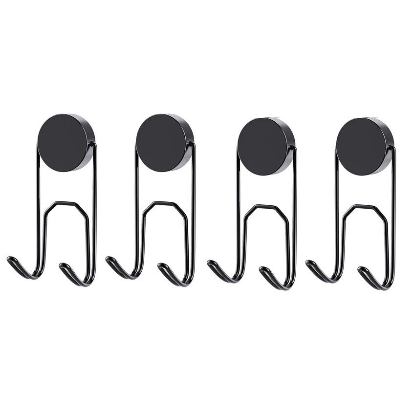 Set 4 carlige magnetice, JENOUS®, rotire 360 grade, forta 25 kg, Negru ...