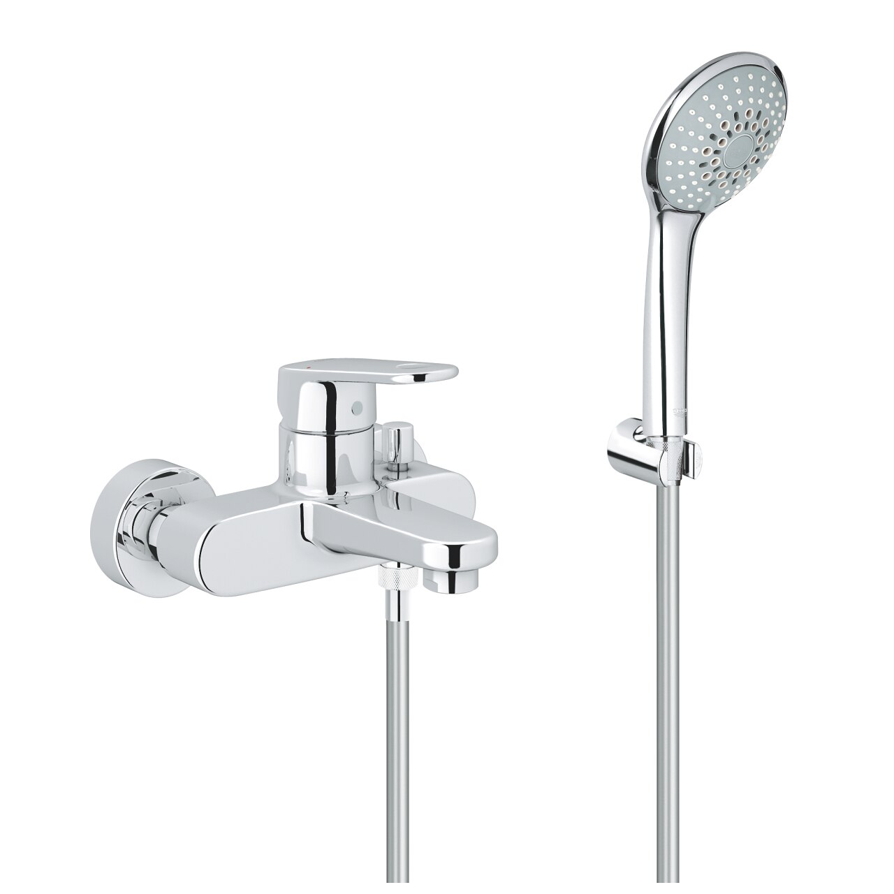 Смесител Grohe Europlus, Стенен, За вана/душ, С аксесоари, Хром - eMAG.bg